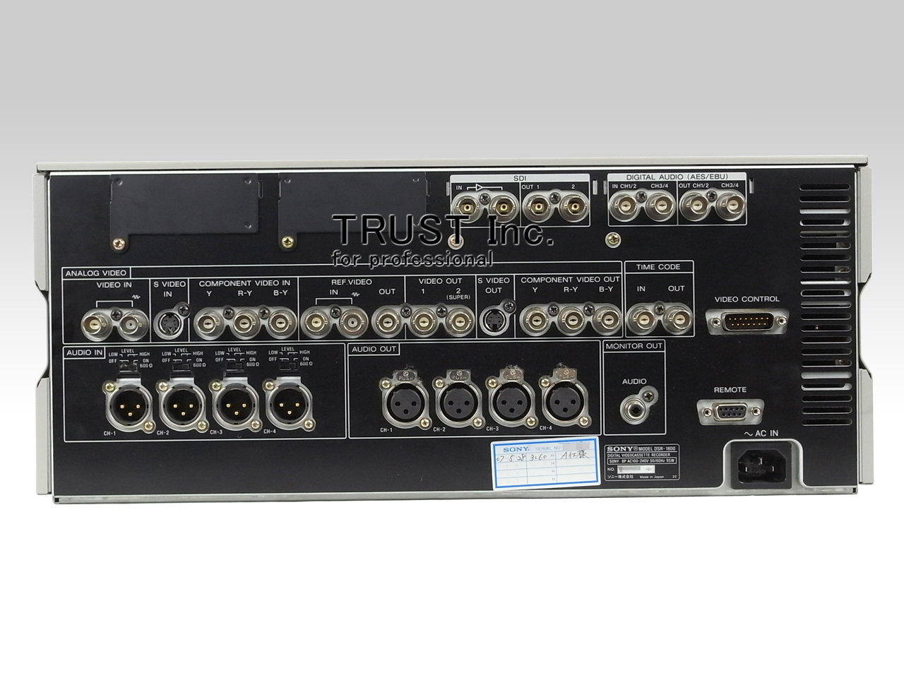 DSR-1800 / DVCAM Recorder【中古放送用・業務用 映像機器・音響機器の店 - トラスト株式会社】