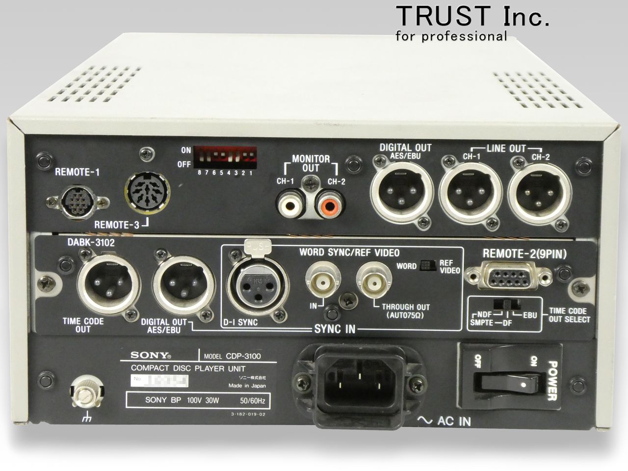 CDP-3100 / Compact Disc Player Unit【中古放送用・業務用 映像機器・音響機器の店 - トラスト株式会社】